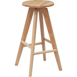 JONATHAN Y Ceren Midcentury Round Solid Wood Backless Bar Stool - Natural (25.5" Counter Stool)